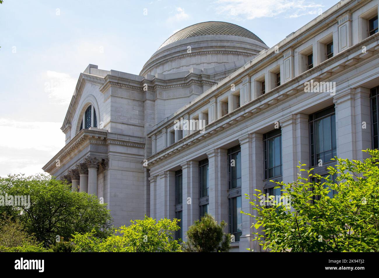 The Smithsonian Museum building facade with trees and the sky in the ...
