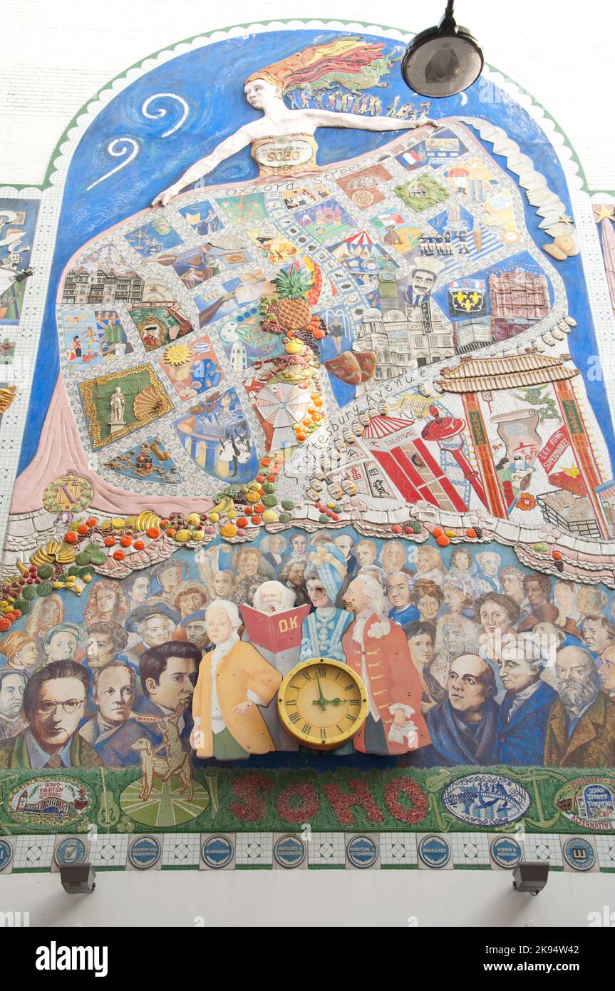 Soho Mural showing map of the area, Soho, London, UK Stock Photo - Alamy