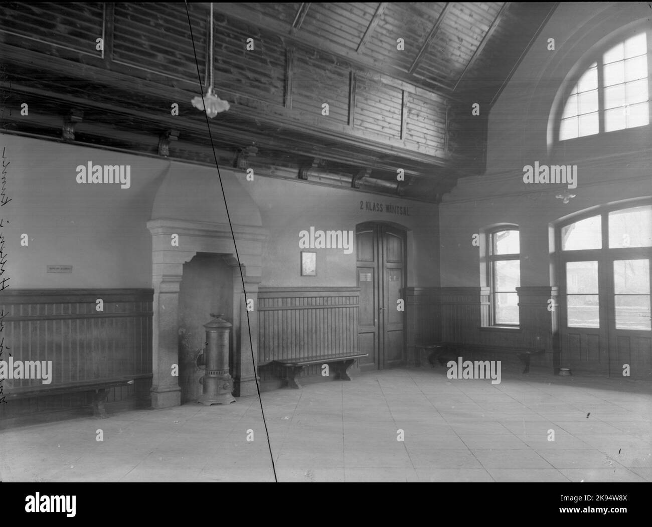 The hall in Kumla Railway Station. Entrance to 2 class waiting room ...