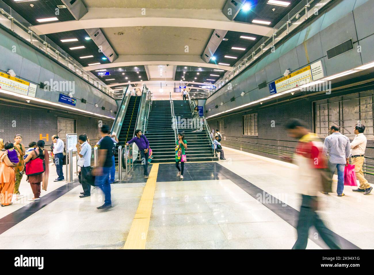 DELHI, INDIA - OCTOBER 16: passengers alighting metro train on October ...