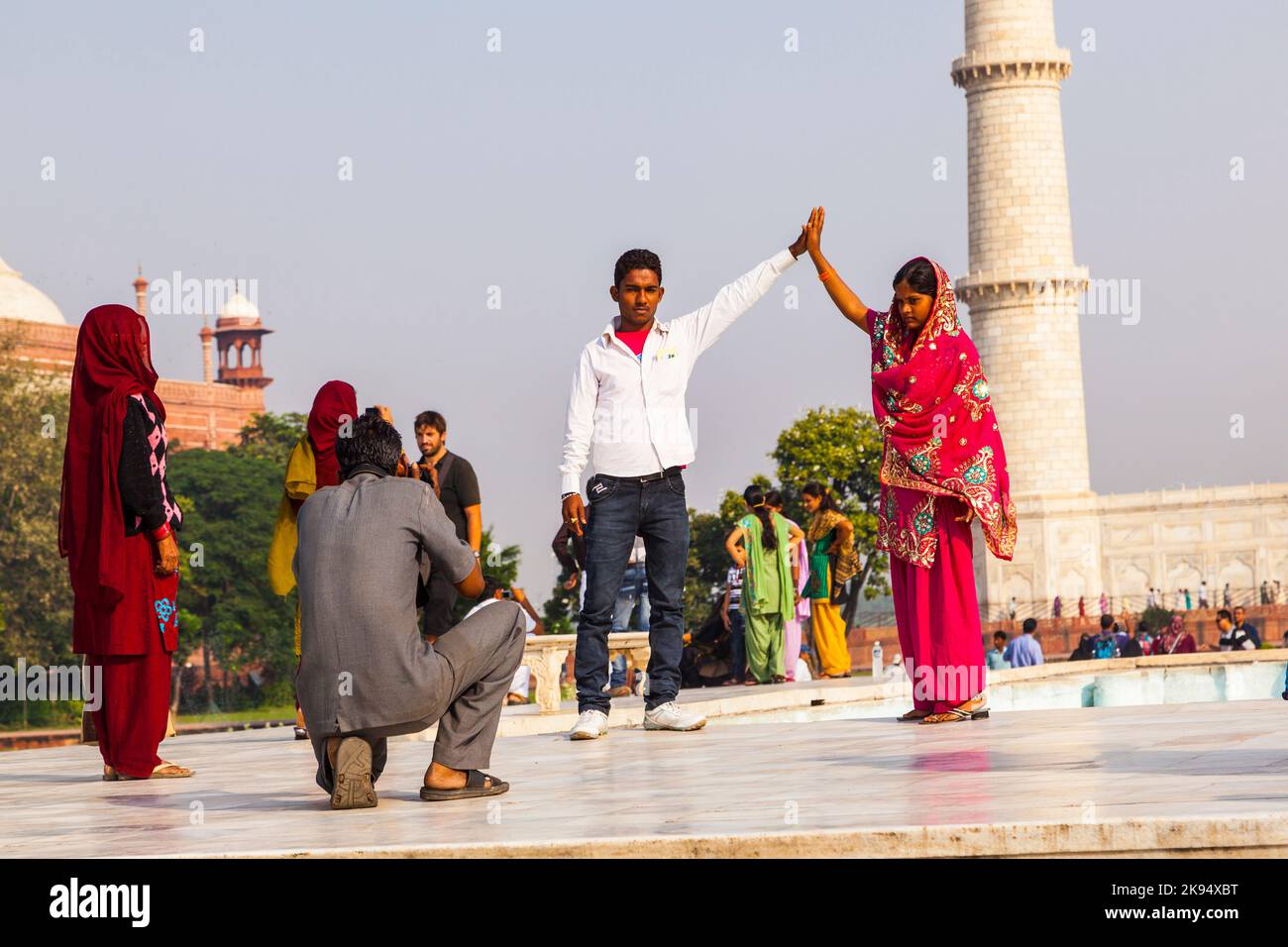 Agra, India - October 18, 2012: people visit Taj Mahal, Agra, India ...