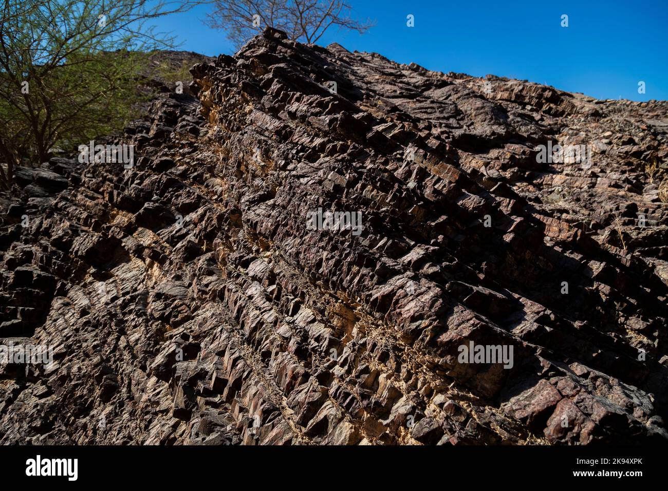 Huge beautiful mountains and fossil rocks view during early morning ...