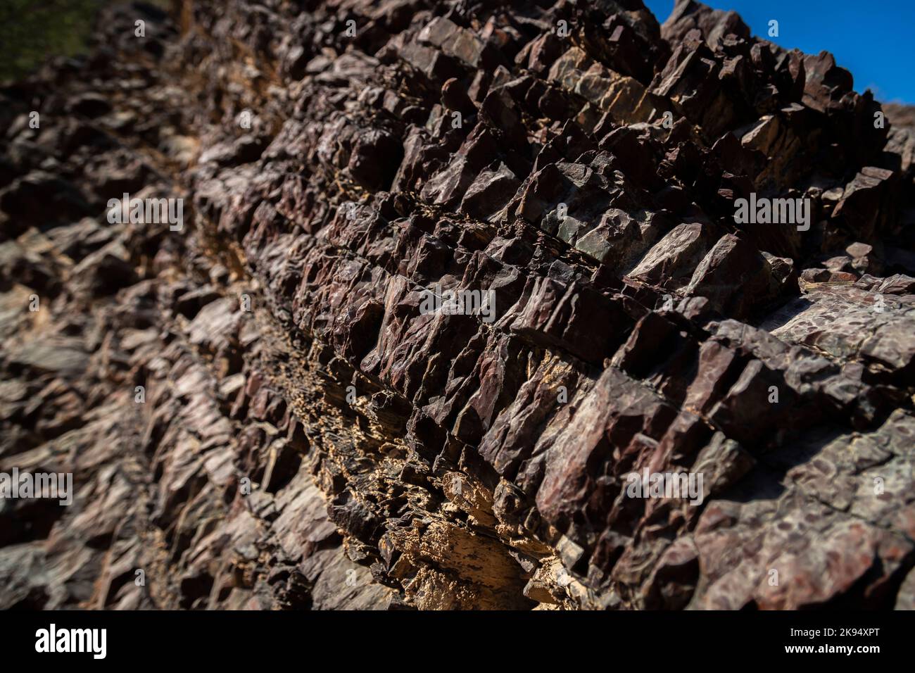 Huge beautiful mountains and fossil rocks view during early morning ...