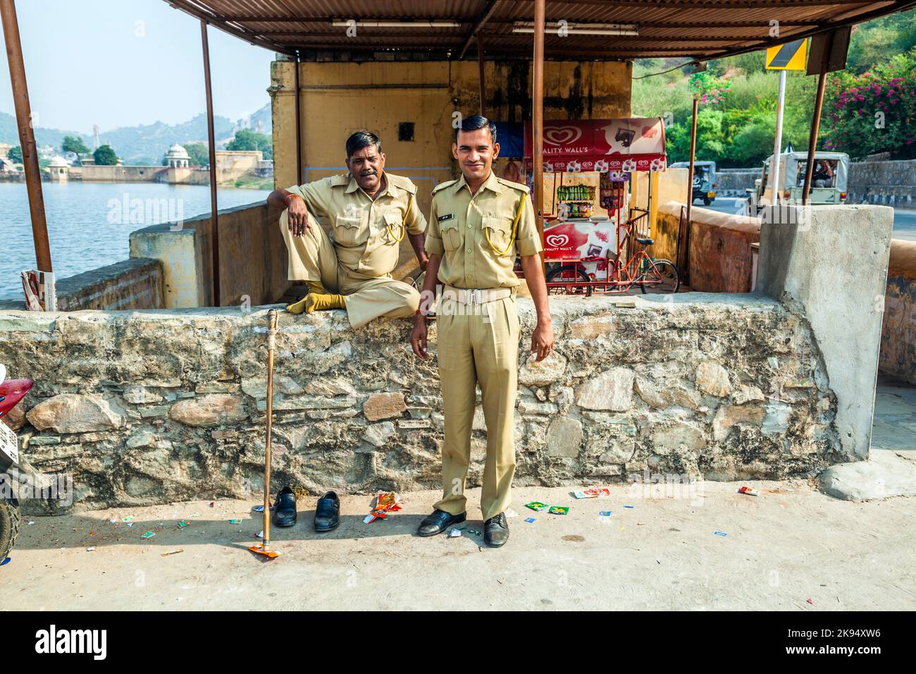 Indian security guard parking lot in hi-res stock photography and ...