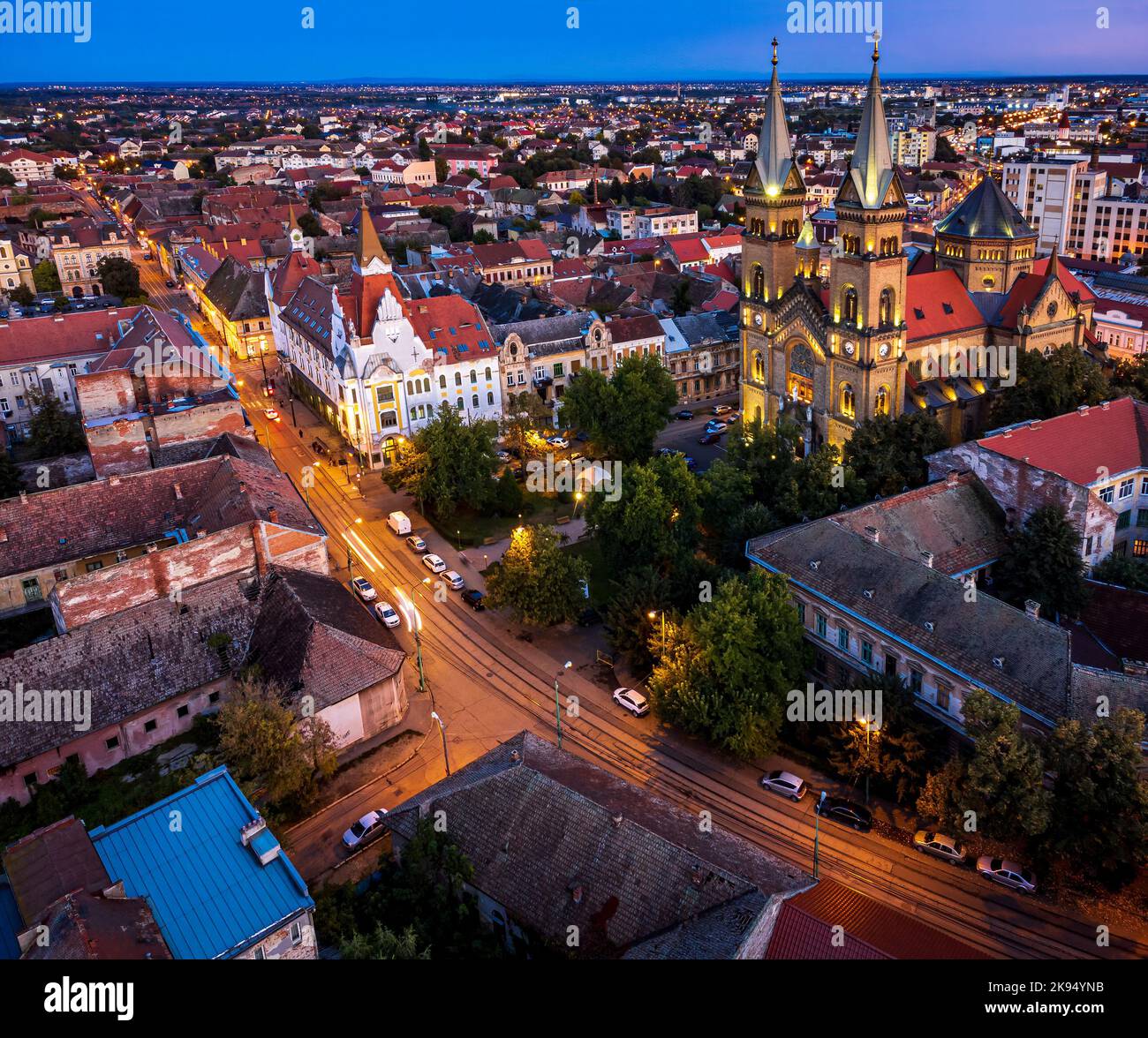 Aerial view of a Neo-Romanesque Catholic Church, called Millennium seen ...