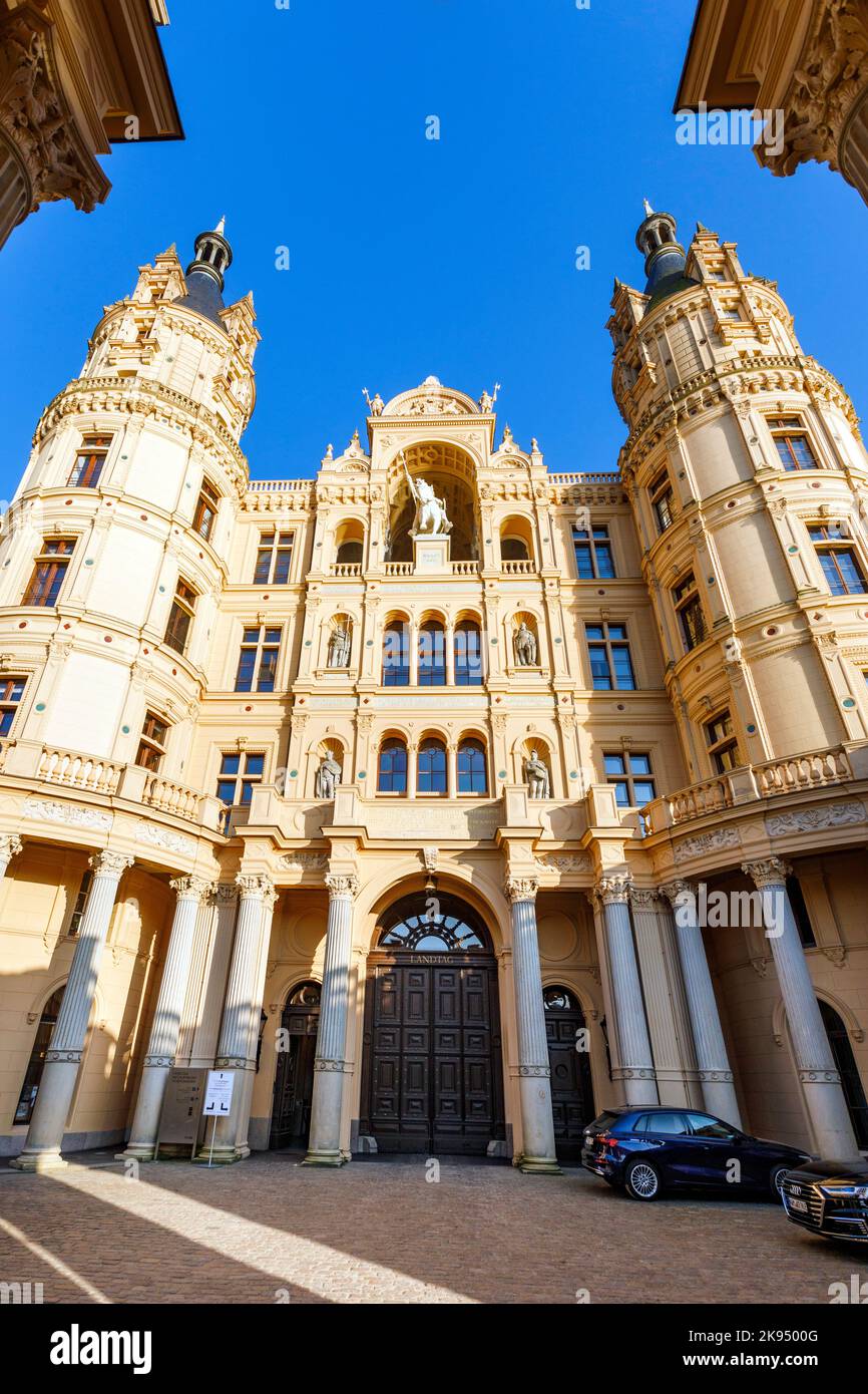 Schwerin Castle, seat of the state parliament of Mecklenburg-West ...