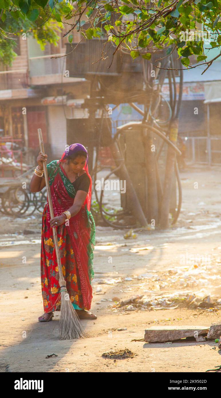 Indian women cleaning street hi-res stock photography and images - Alamy