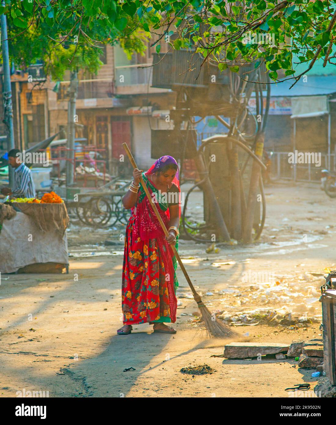 Indian women cleaning street hi-res stock photography and images - Alamy