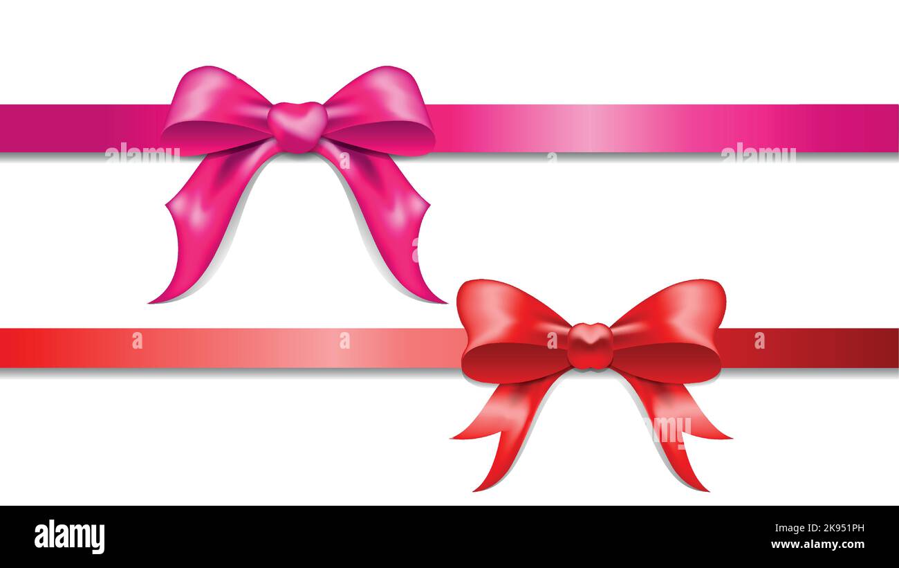 red and pink colors bow and ribbon vector illustration, no raster Stock ...