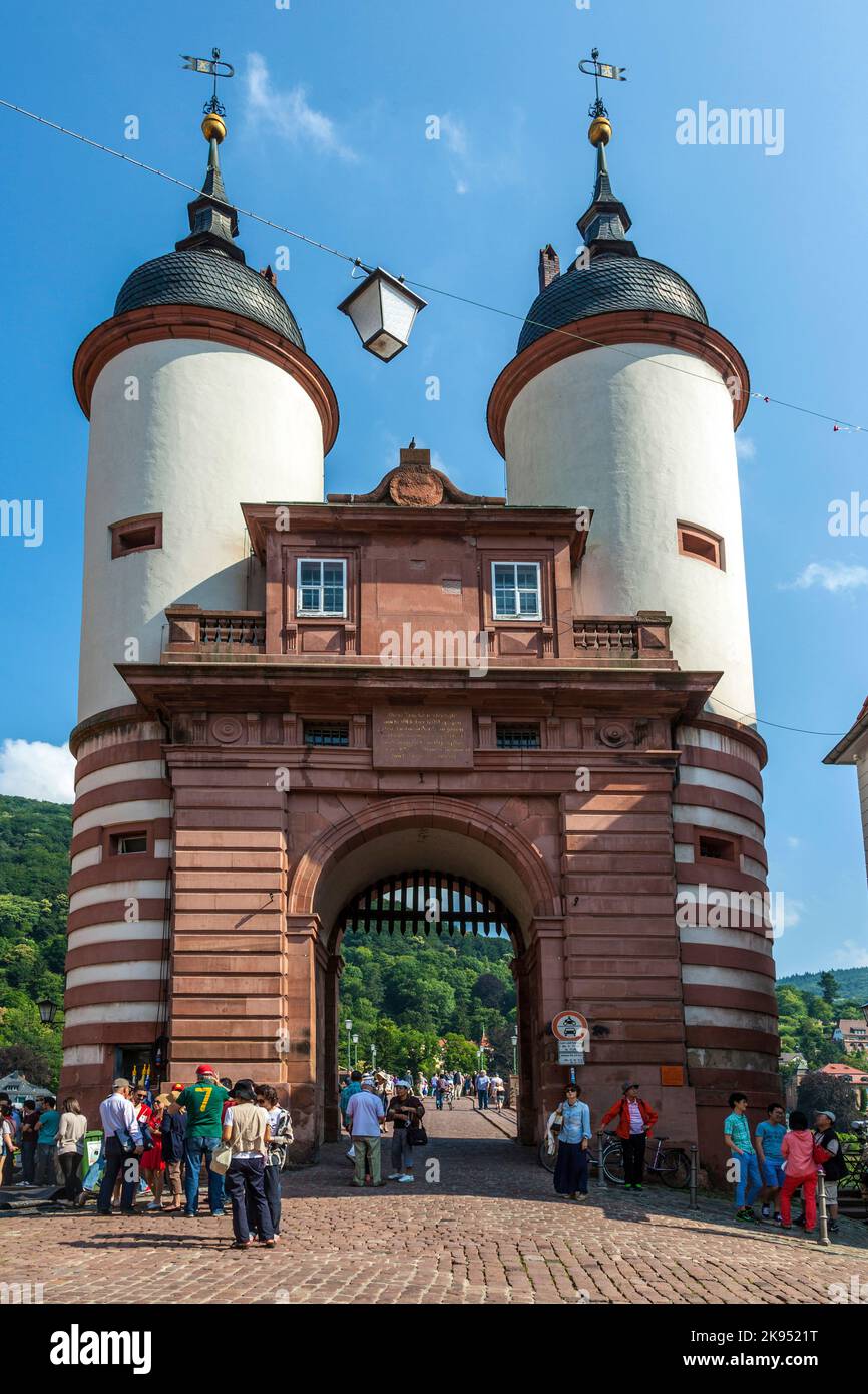 HEIDELBERG, GERMANY - JULY 7: old bridge and town gate on July 7,2013 ...