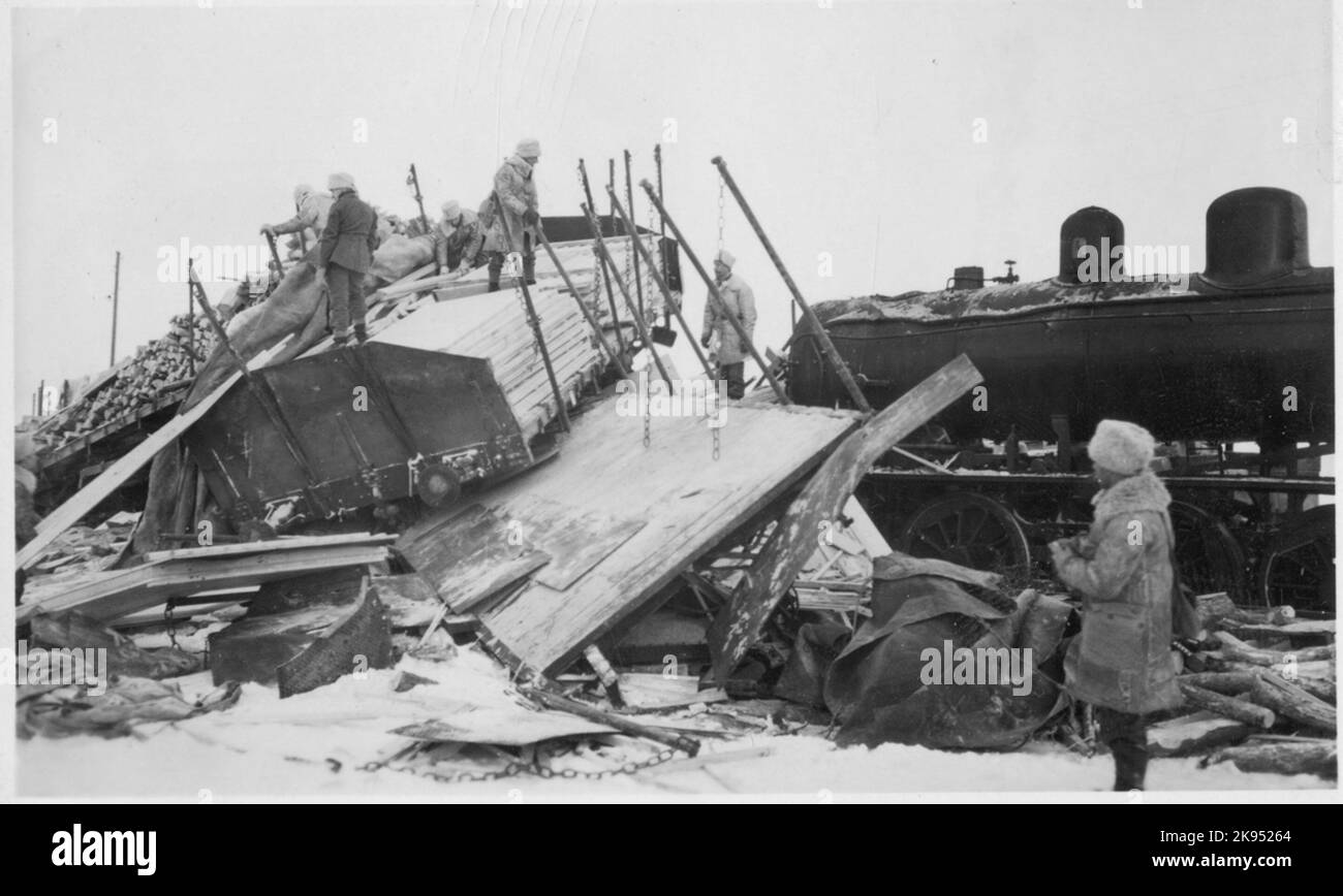 The State Railways, SJ E 1456. Personnel and freight wagon and steam ...