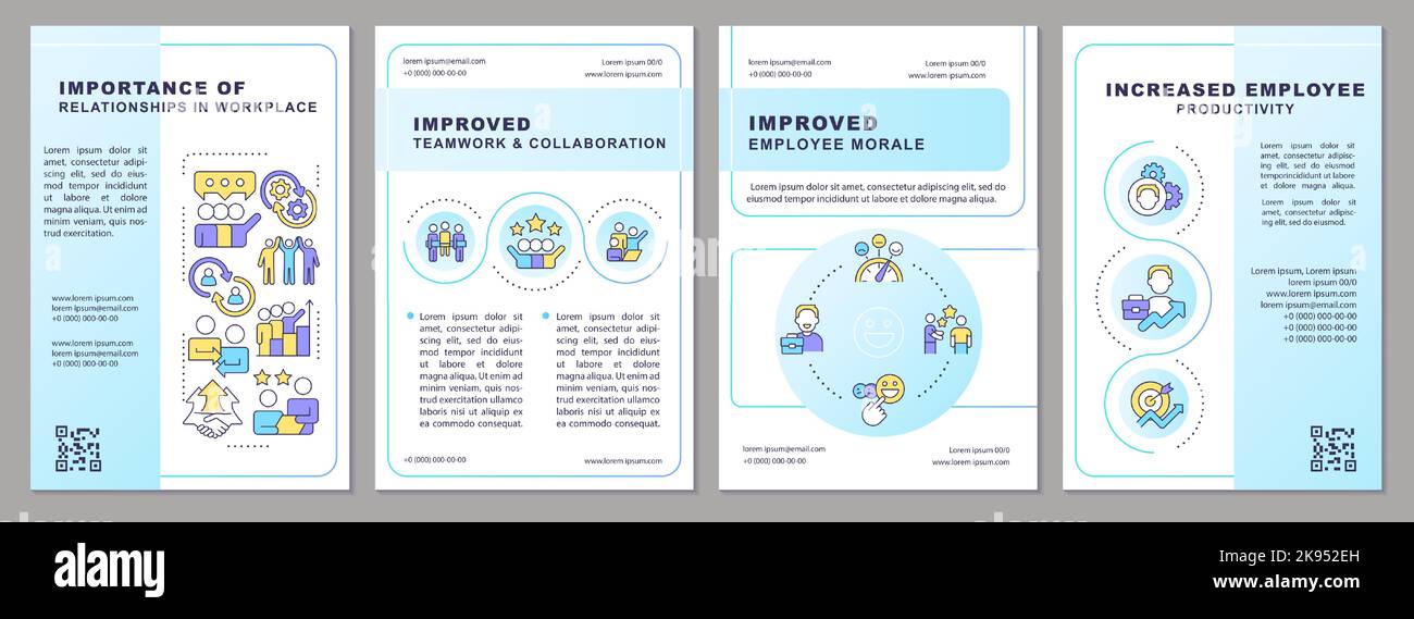 Importance of relationship in workplace blue brochure template Stock ...