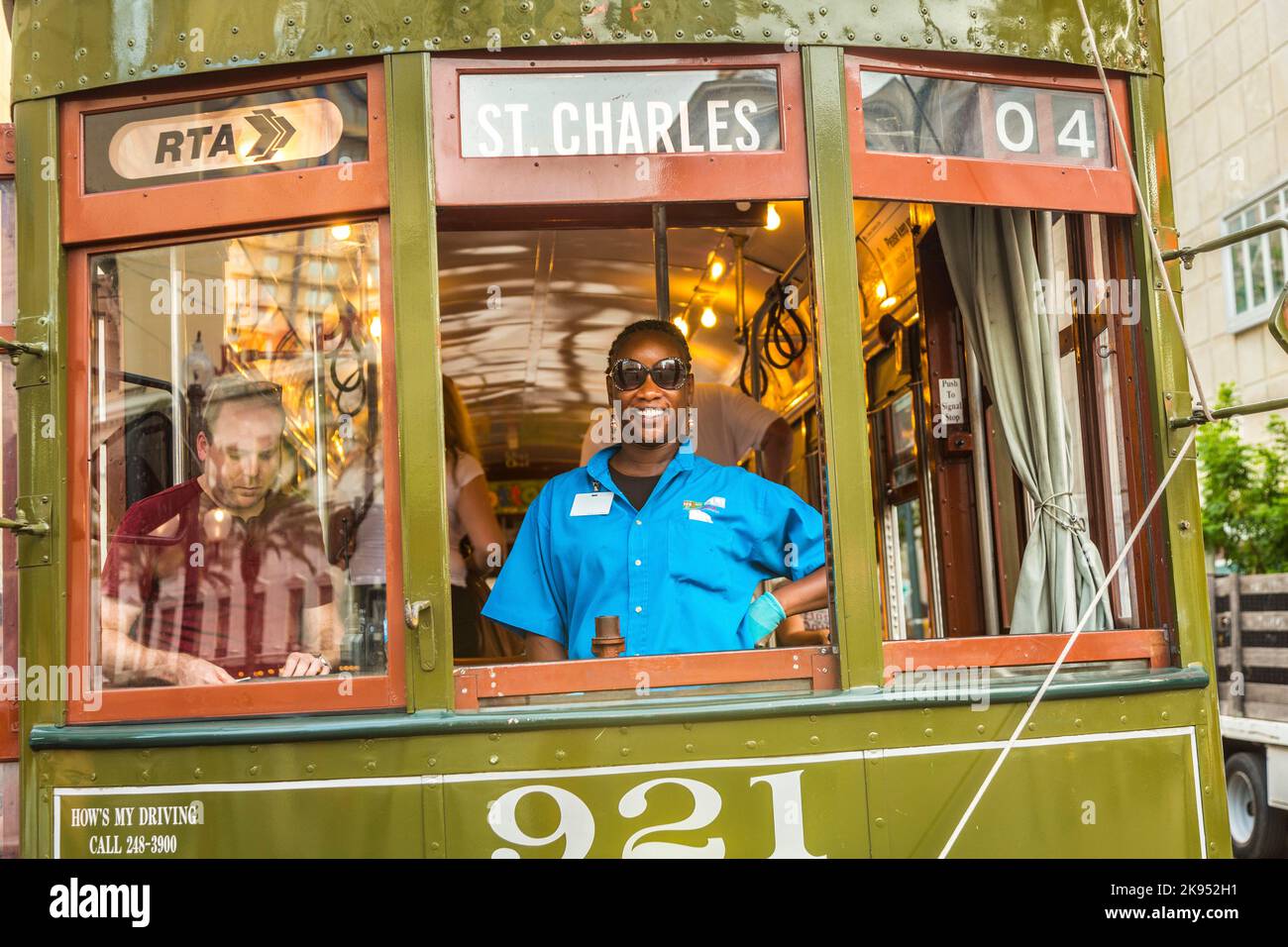 NEW ORLEANS - JULY 17: friendly conductor in the famous old Street car ...