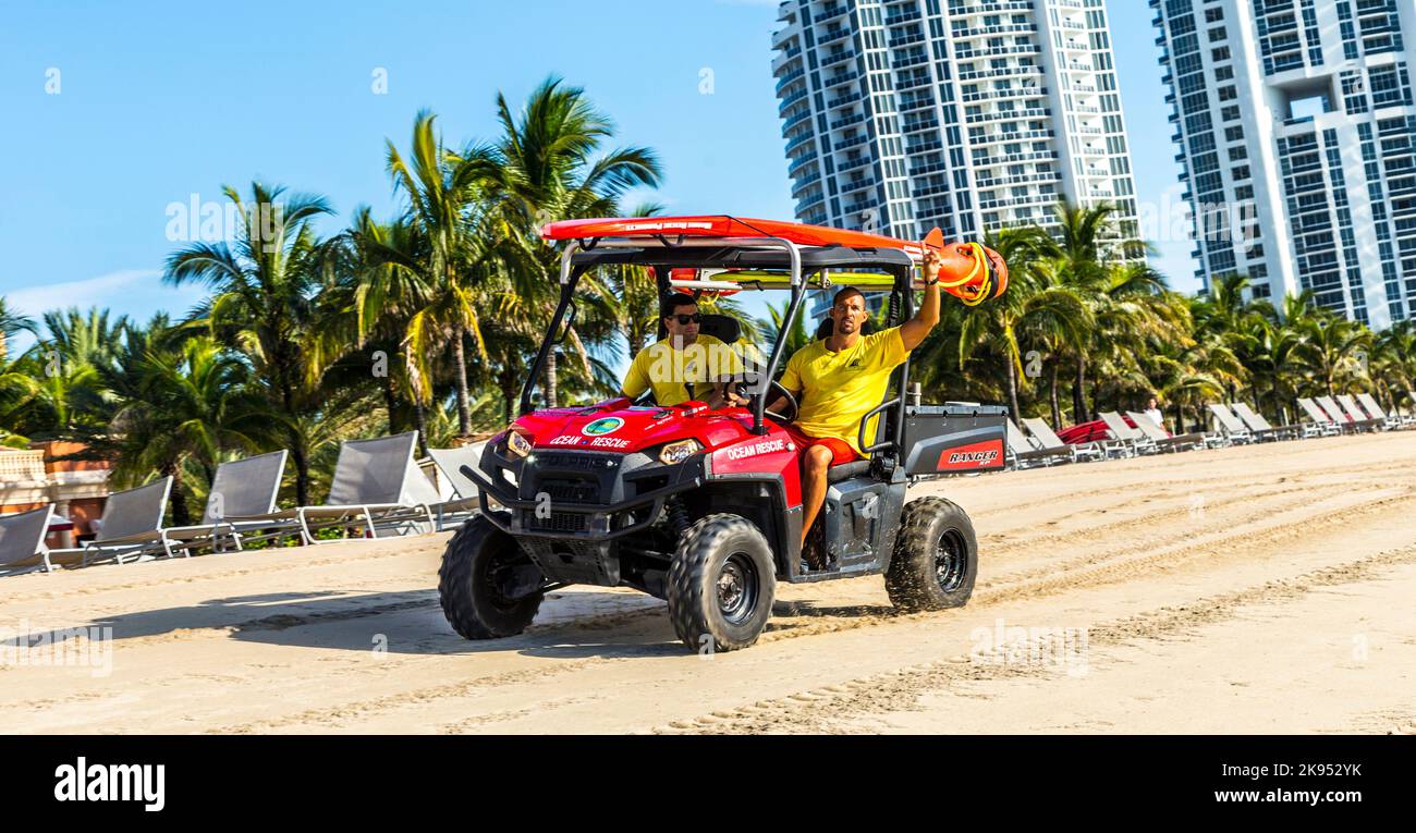 MIAMI BEACH, USA - JULY 28: lifeguards return at 6pm on July 28, 2013 ...