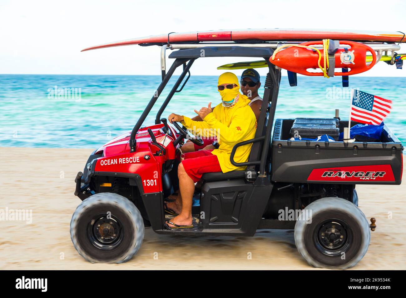MIAMI BEACH, USA - JULY 28: lifeguards return at 6pm on July 28, 2013 ...