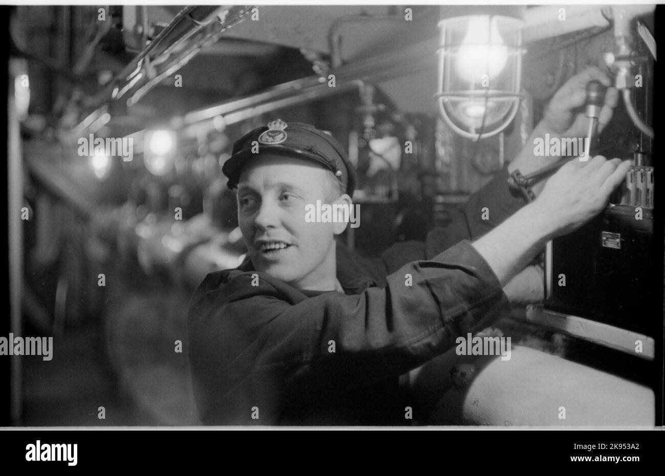 Work in engine room on train ferry Stock Photo - Alamy