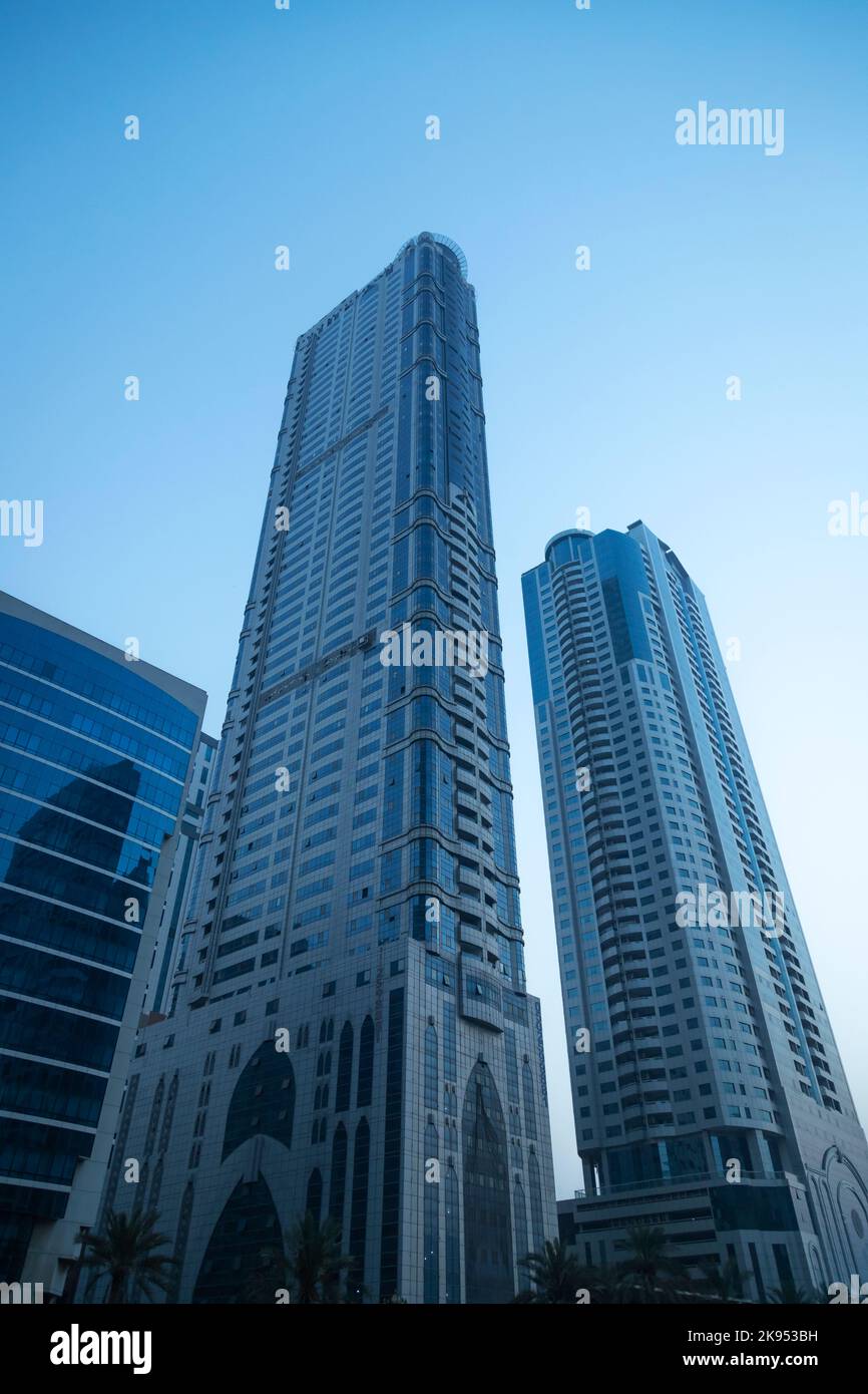 Huge skyscrapers from Sharjah Stock Photo - Alamy
