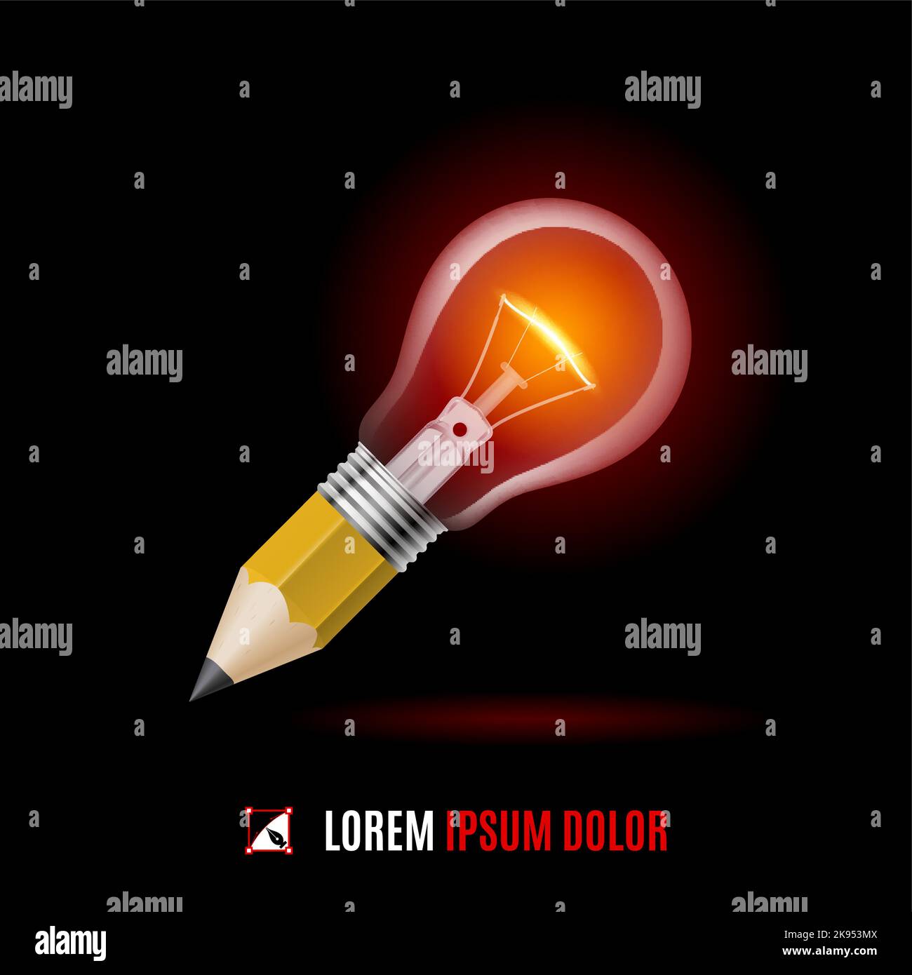 Lead pencil with light bulb on its top. Idea and creativity concept on ...