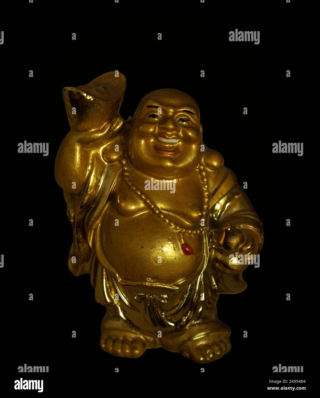 Golden Laughing Buddha With Black Background