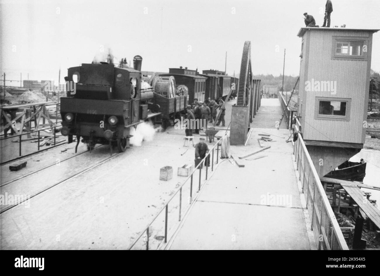 Malmö - Trelleborg Railway, MTJ Lok 1 by train on the new flap bridge ...