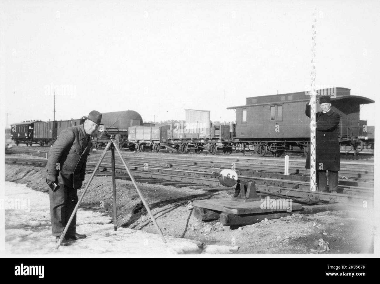 Measurement for railway construction Stock Photo - Alamy