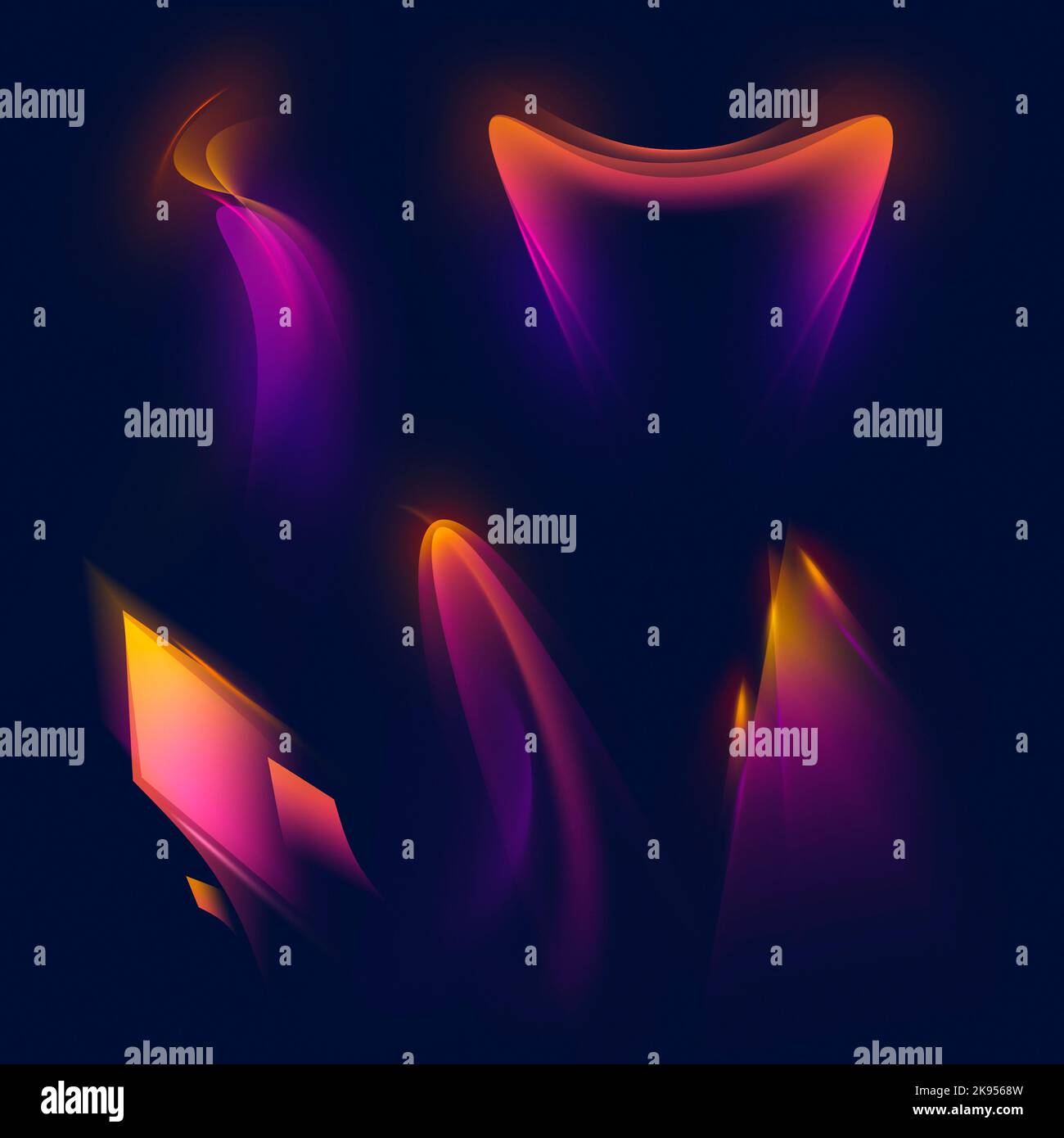 Aurora borealis. Design for device screen, wallpaper. Set of colourful ...