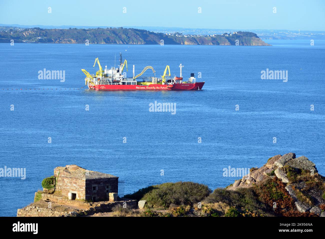 Nexans Skagerrak cable laying vessel off the coast of Brittany, France ...