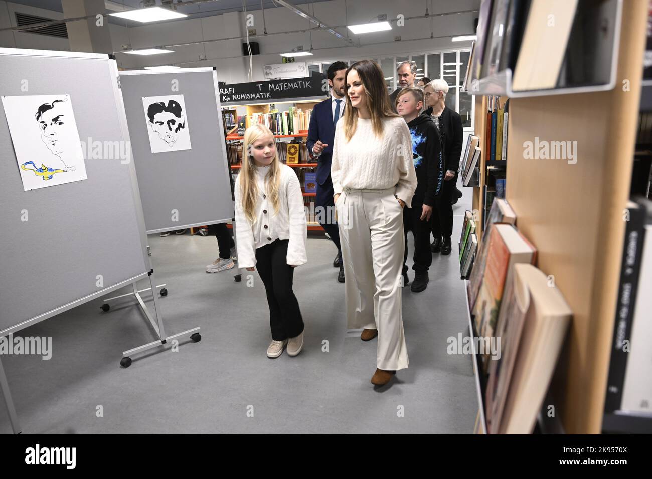 Princess Sofia looks at an exhibition together with Stina Wirsén during ...