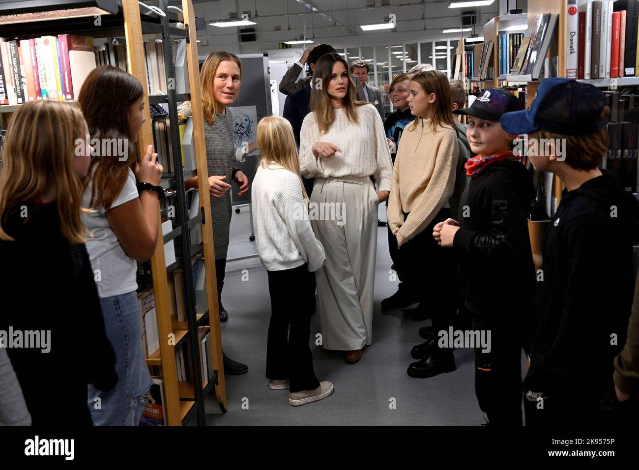 Princess Sofia looks at an exhibition together with Stina Wirsén during ...
