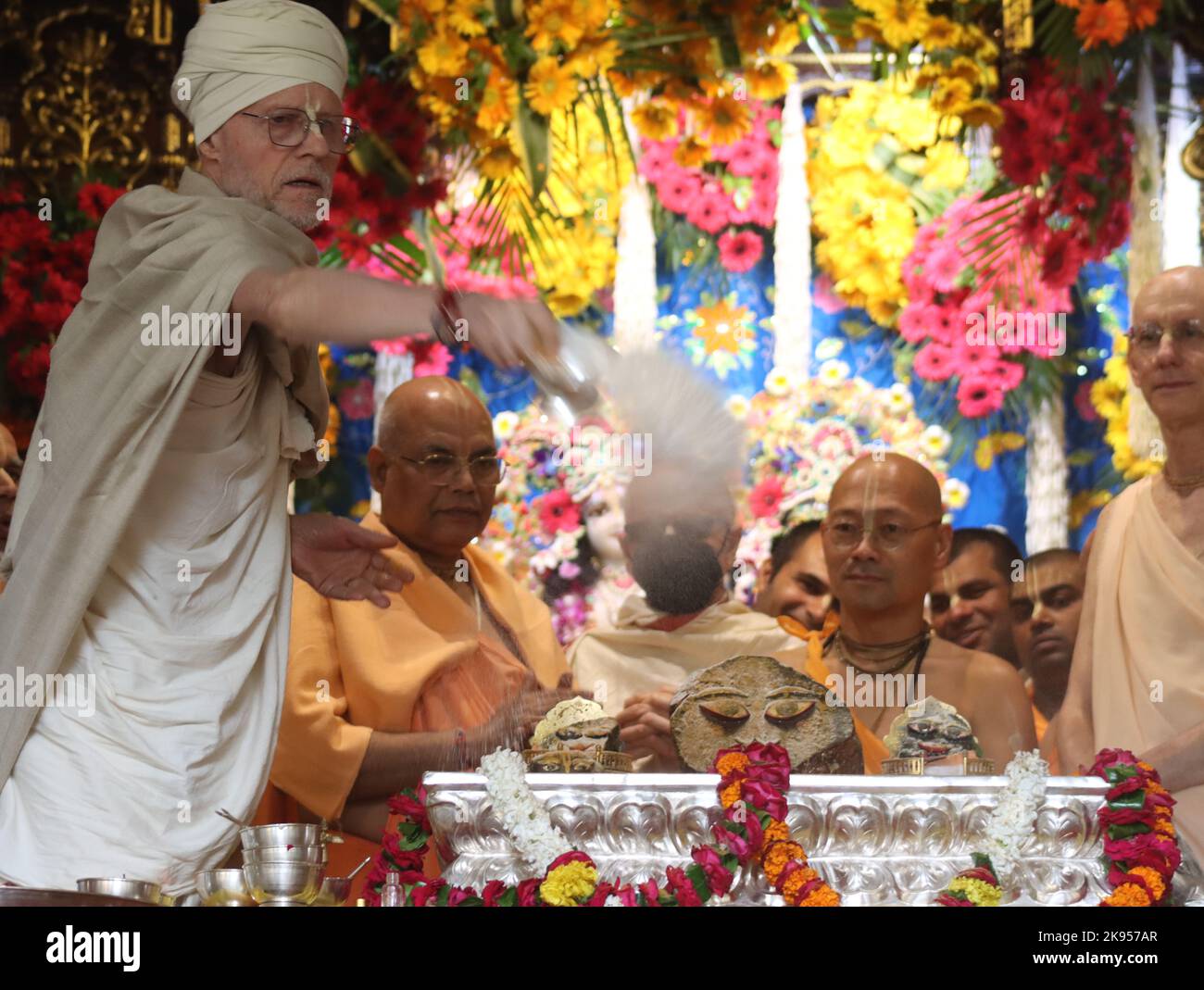 Vrindavan, India, 26/10/2022, Devotees from Iskcon temple, offering ...