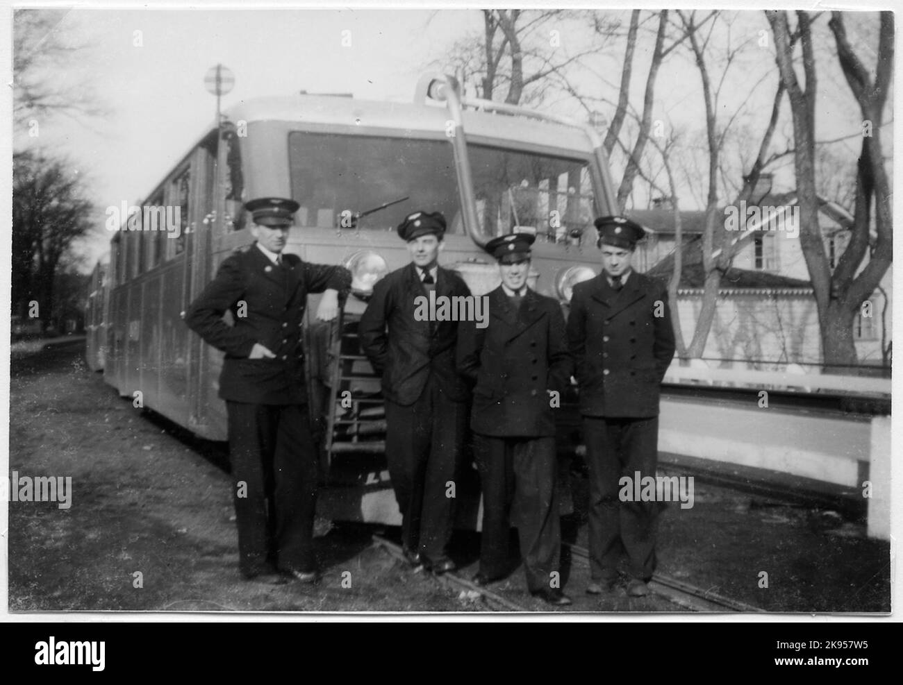 Rail bus with staff Stock Photo - Alamy