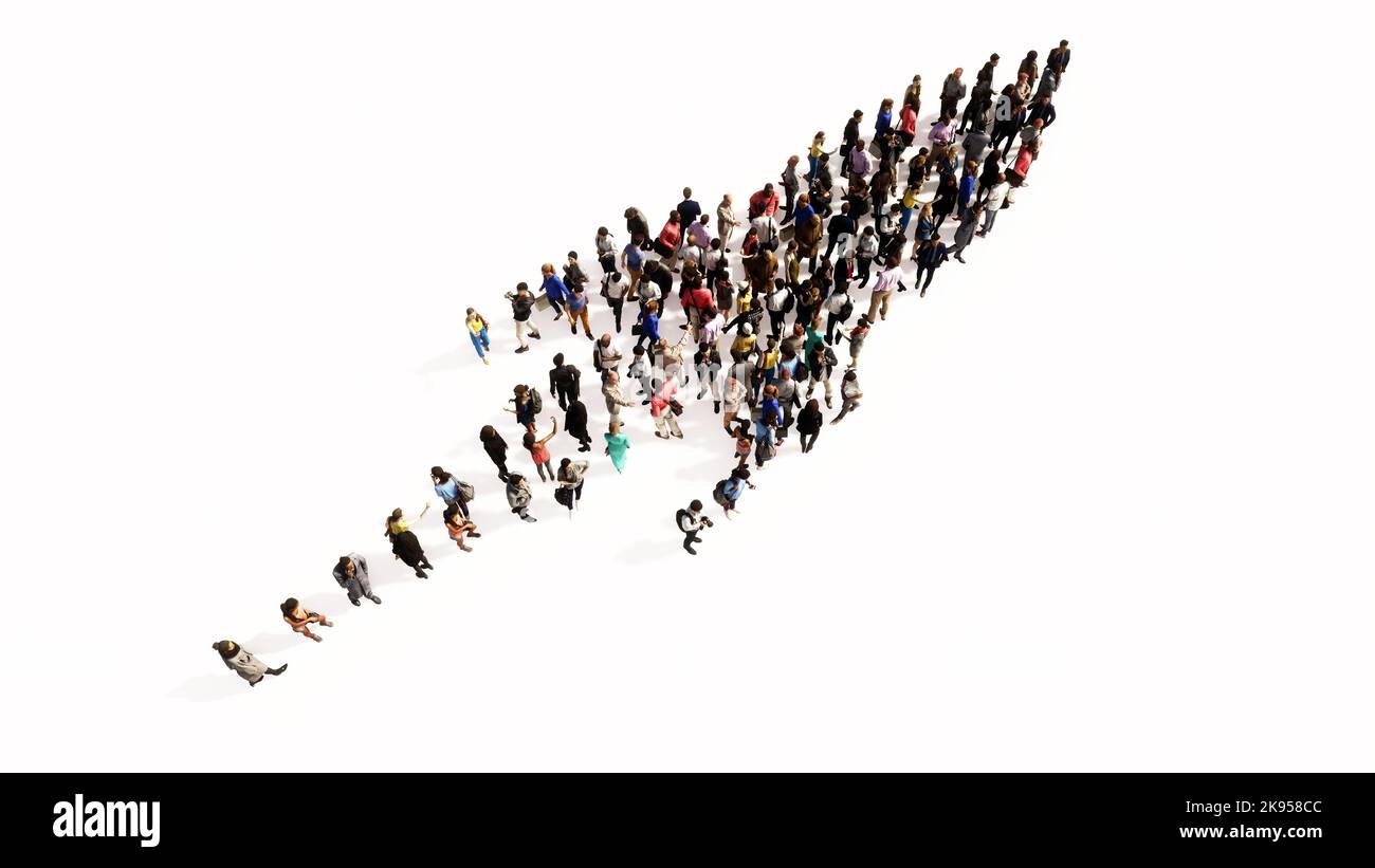 Concept conceptual large community of people forming the sign of a ...