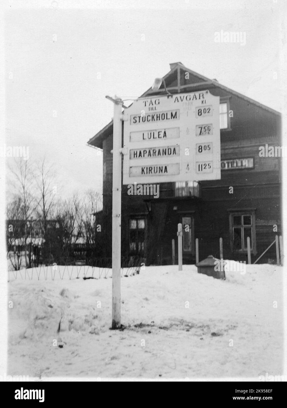 Timetable sign in Boden Stock Photo - Alamy