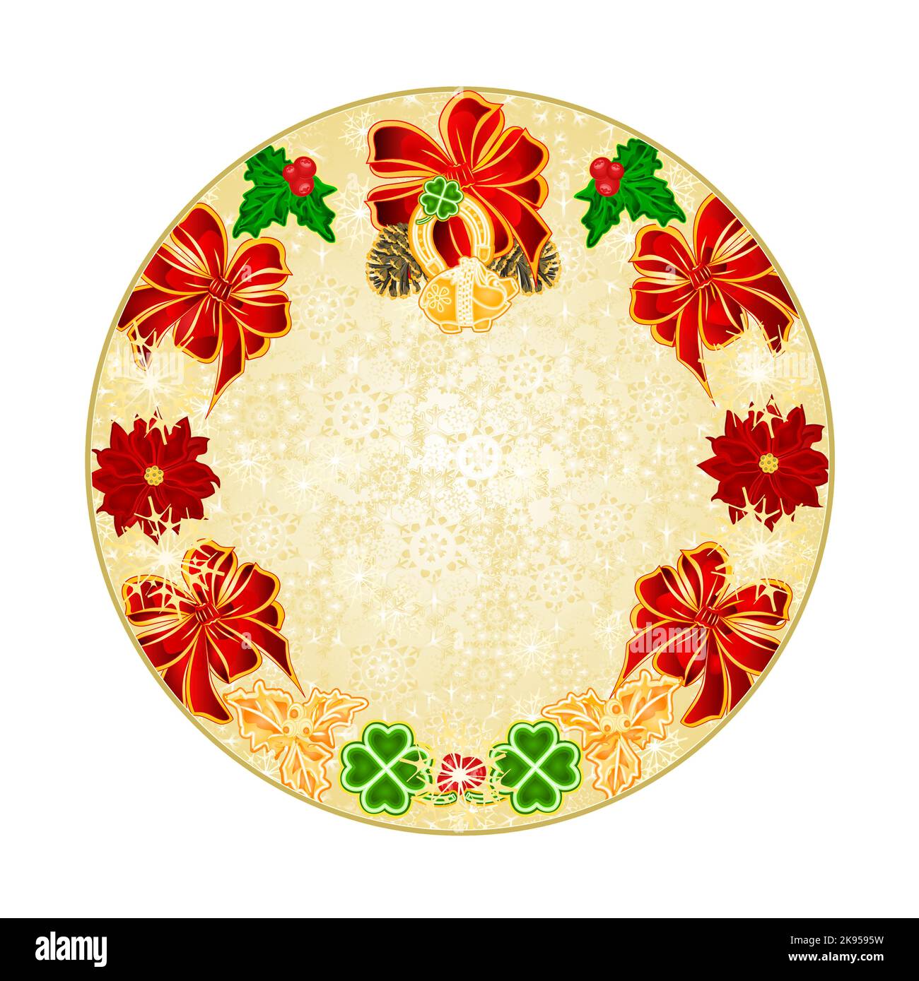 Button circle Christmas decoration snowflakes lucky symbols Four Leaf ...