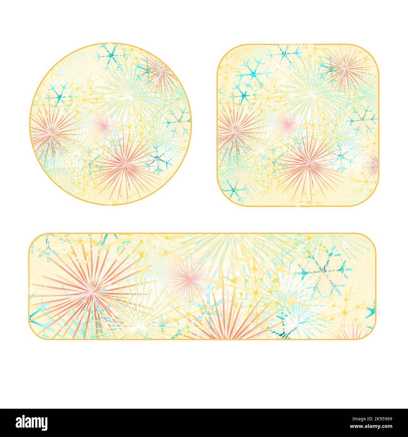 Banner and buttons circle square Christmas with snowflakes gold ...