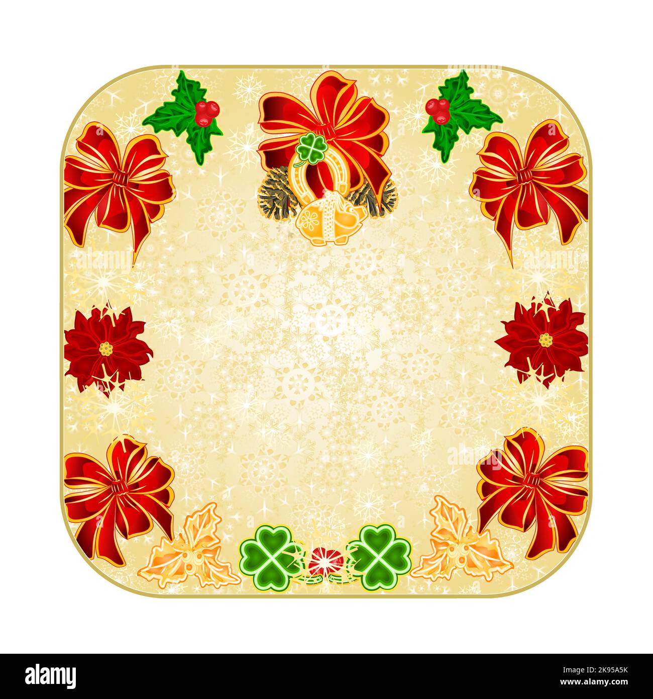 Button square Christmas decoration snowflakes lucky symbols Four Leaf ...