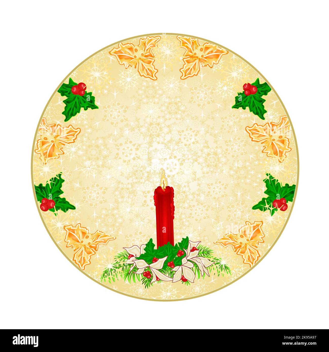 Button square Christmas decoration snowflakes red candlestick and ...