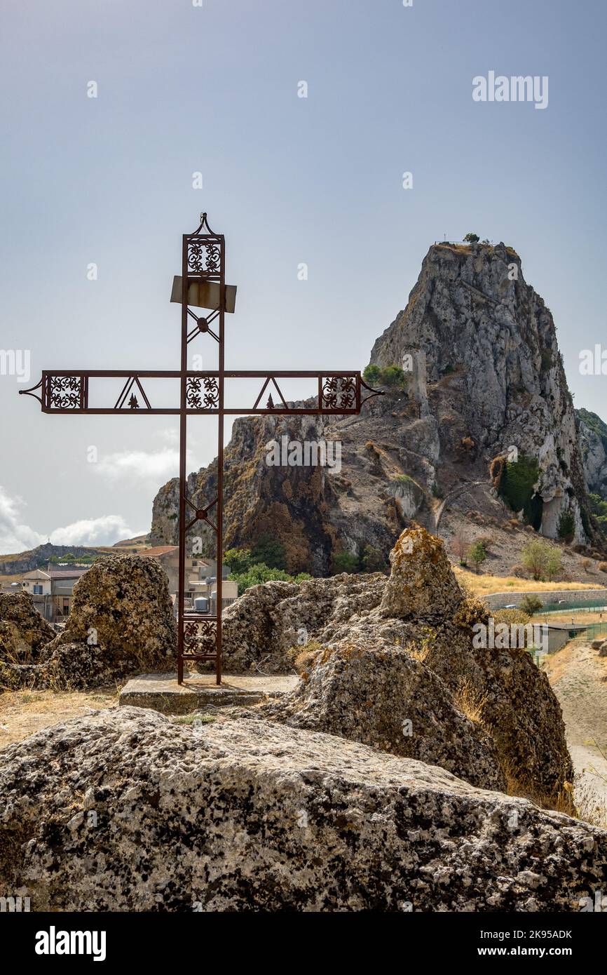 Italy, Sicily, Caltabellotta. Beside the Cathedral at the top of the ...