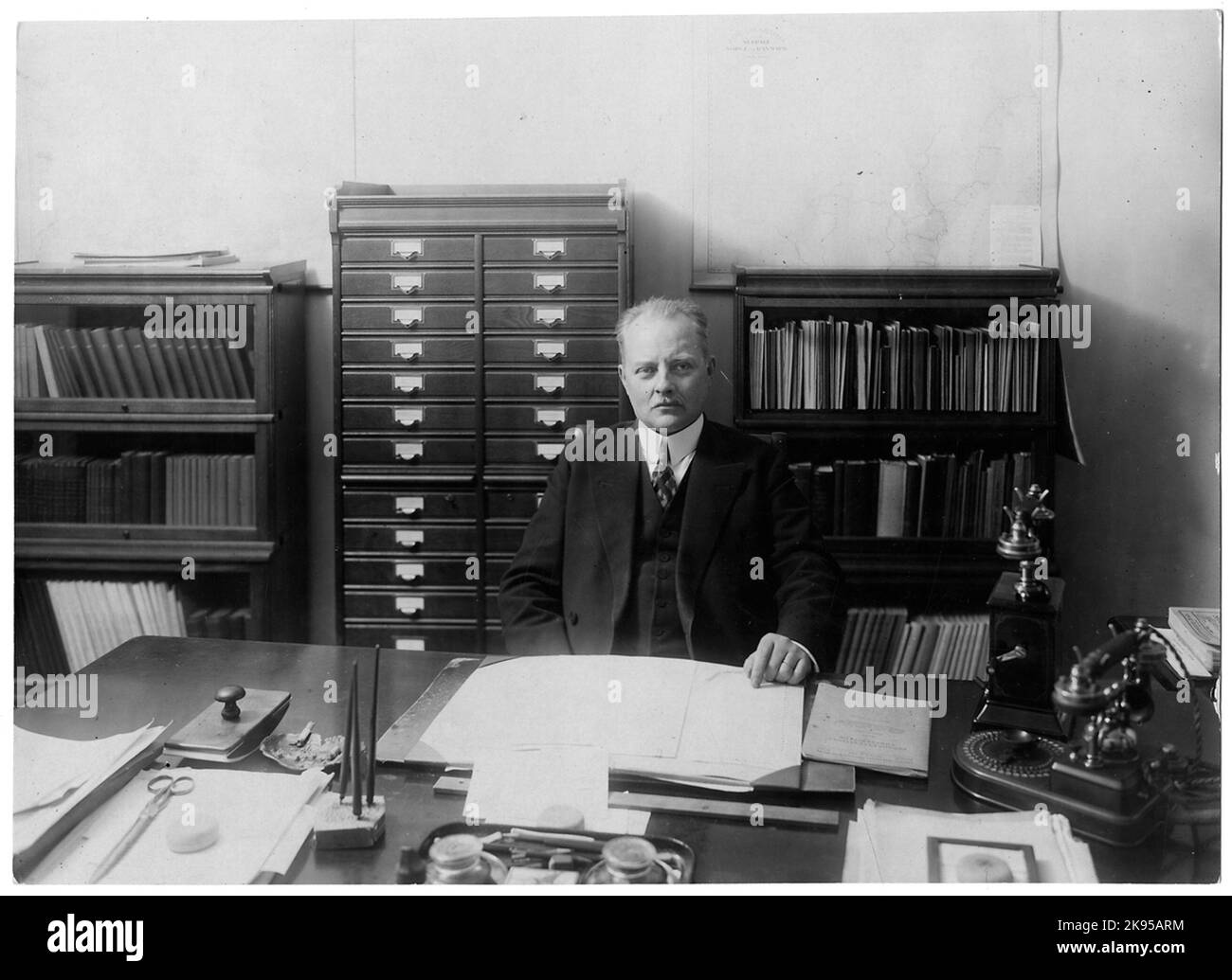 Johan Teodor Stolpe, over -controller at his office at Tomteboda ...