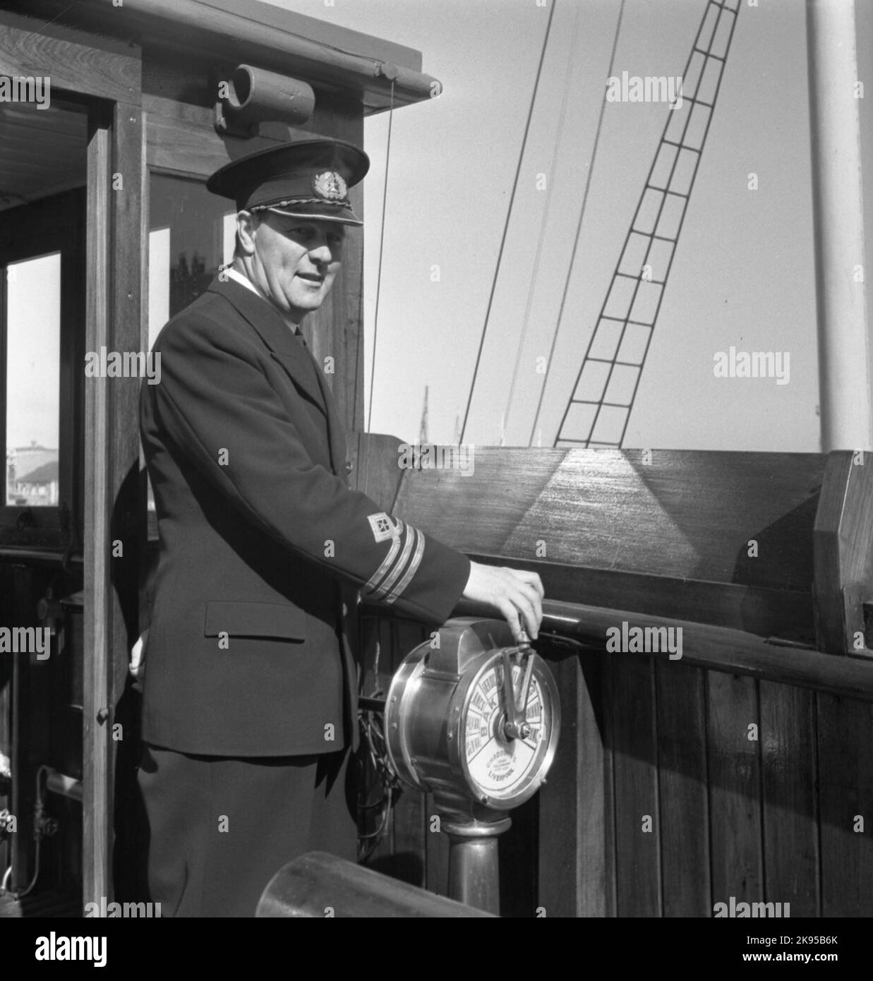 Captain Bånge on the steamship S/S Eagle in Malmö. Öresundsbolaget ...