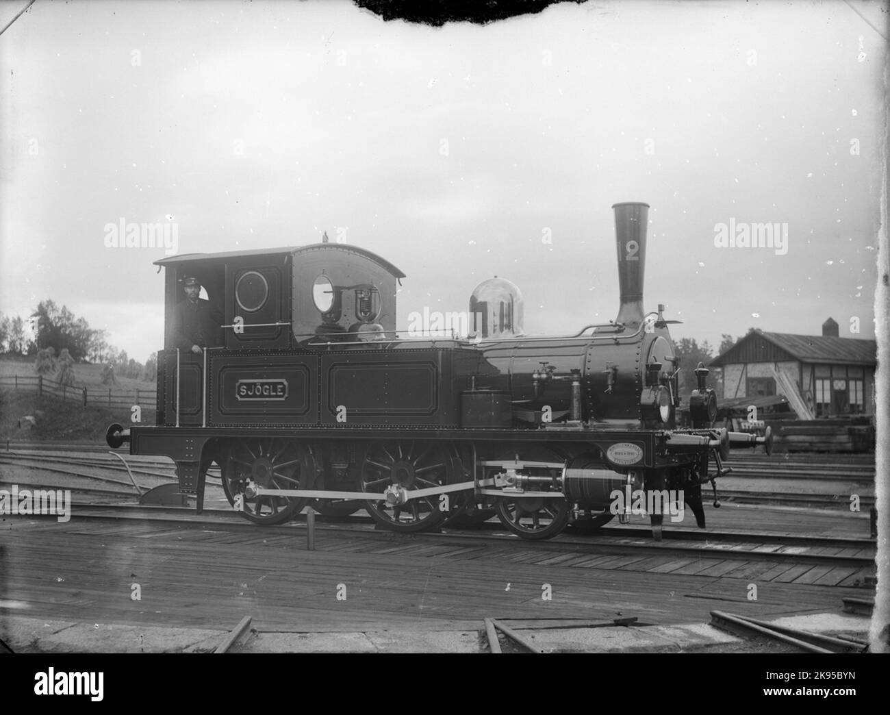 NOJ LOK 12. Steam locomotive on the turntable. Was named Sjögle. The ...
