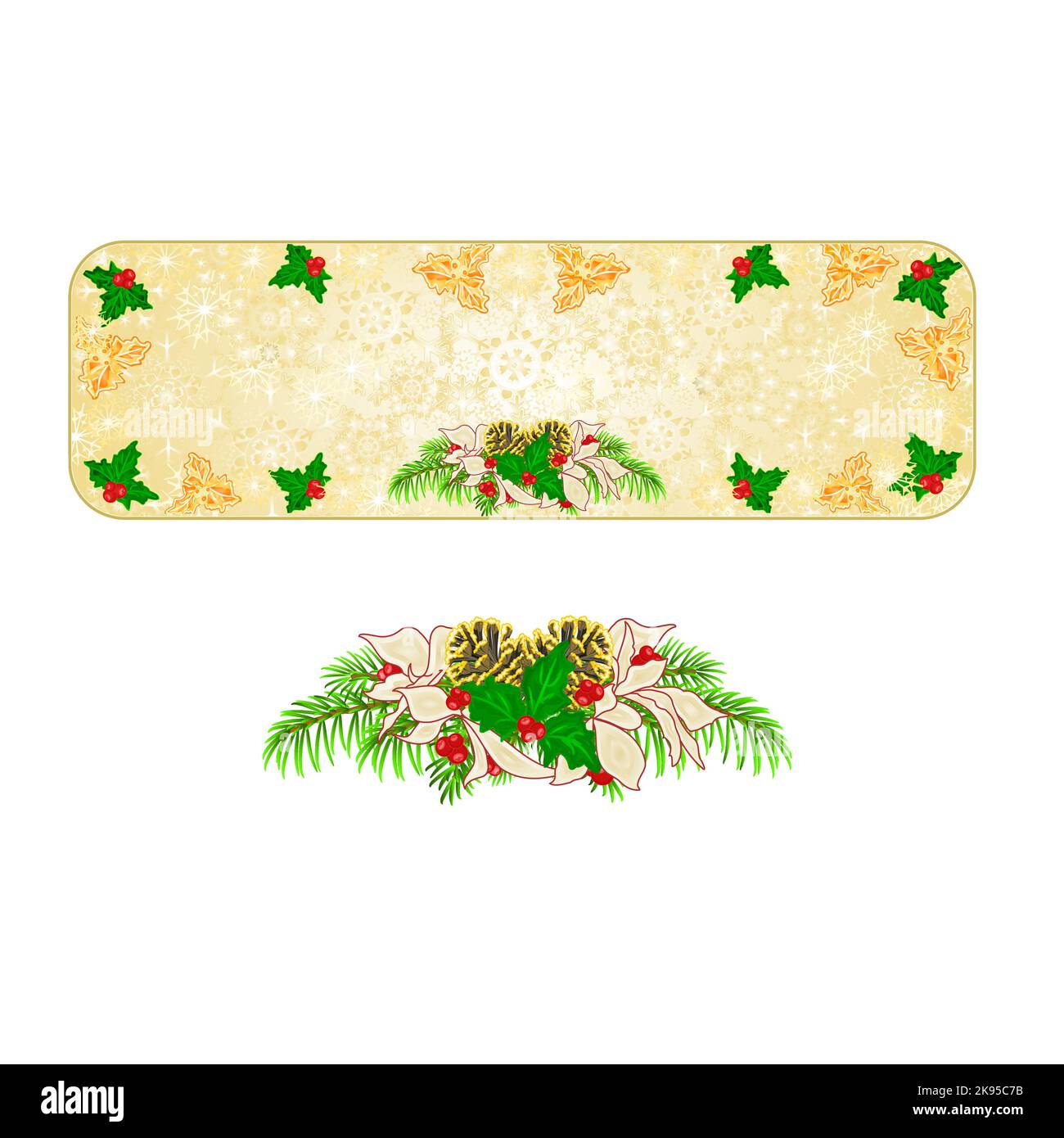 Banner Christmas decoration snowflakes Spruce with white poinsettia and ...