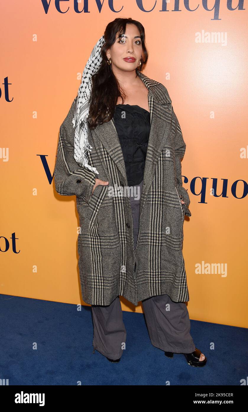 Sarah Bahbah arriving at the Veuve Clicquot Solaire Culture Exhibit ...