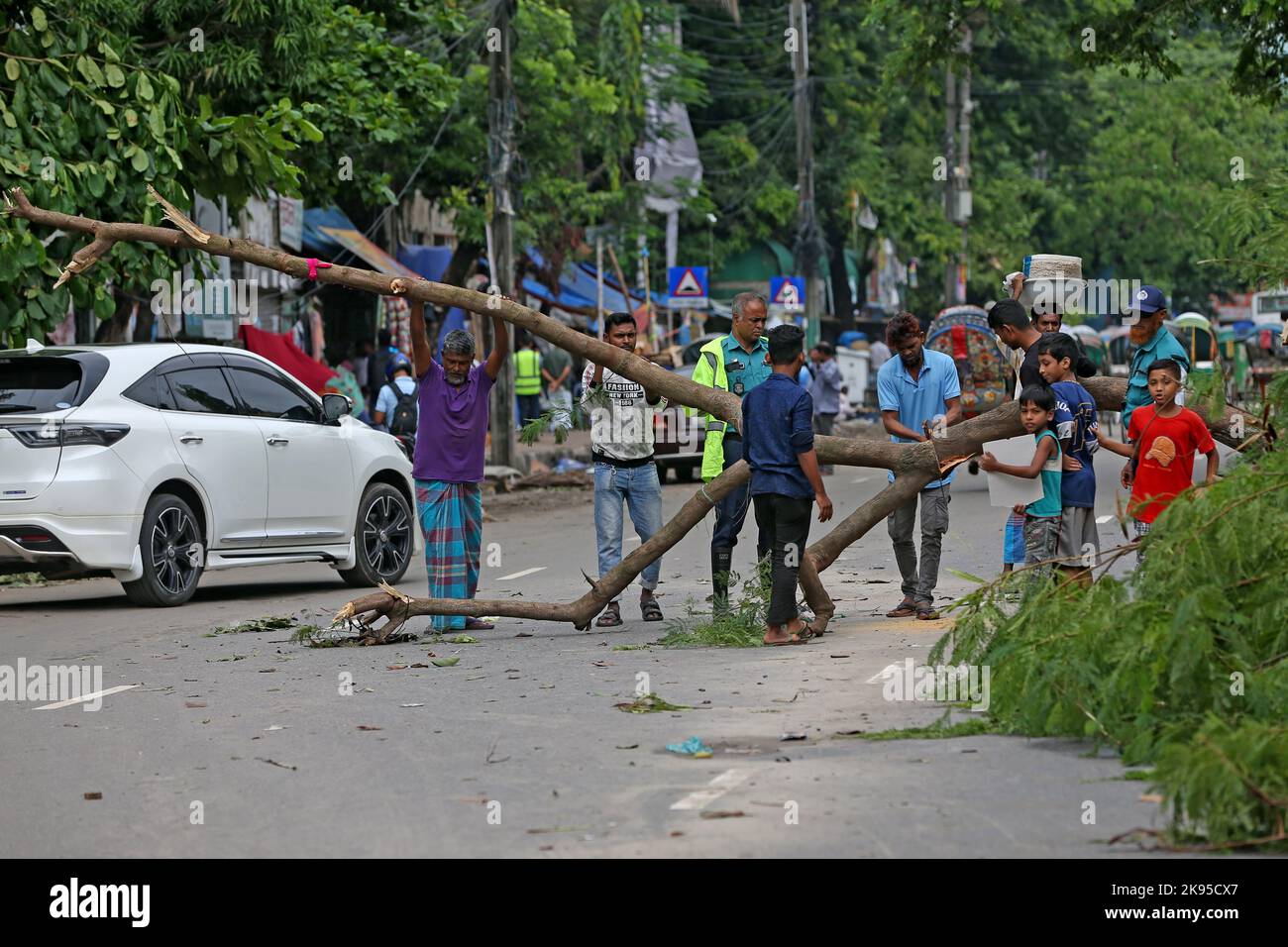 The gusty winds of Cyclone Sitrang uprooted trees in various parts of ...