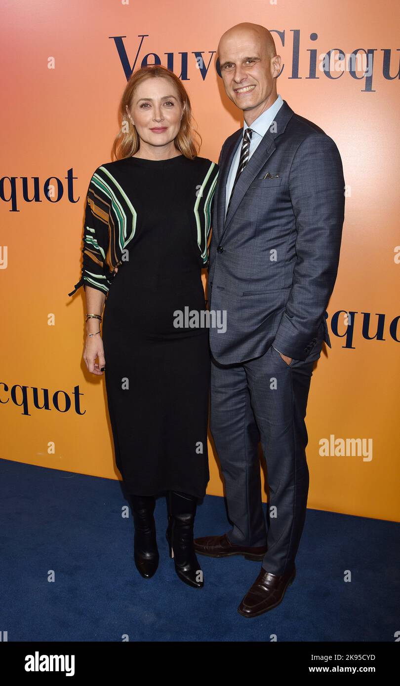 Sasha Alexander and Edoardo Ponti arriving at the Veuve Clicquot ...