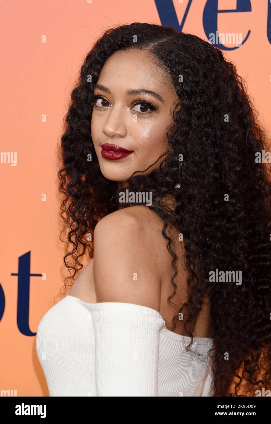 Samantha Logan arriving at the Veuve Clicquot Solaire Culture Exhibit ...