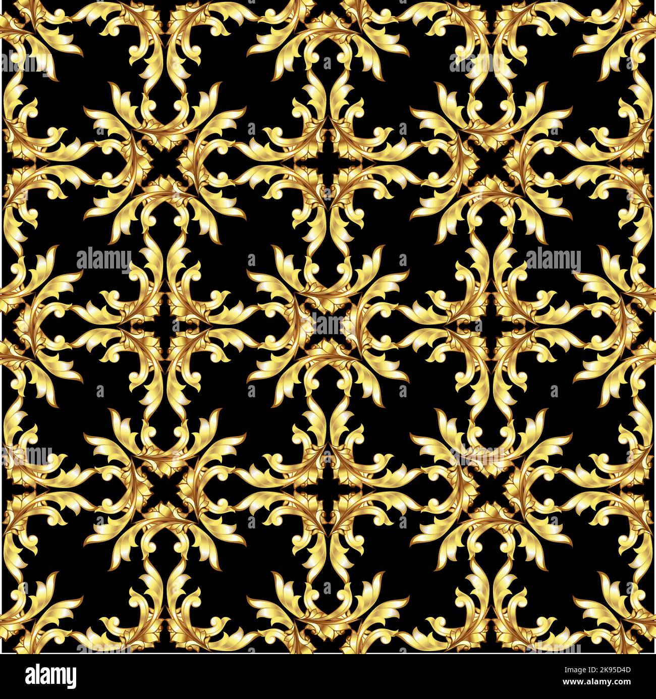 Seamless gold ornate patterns on black background Stock Vector Image ...