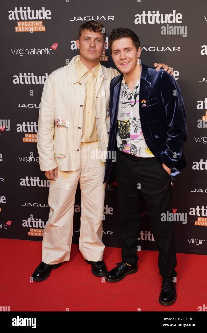 EDITORIAL USE ONLY Jon Pointing and Dylan John Llewellyn attend the Virgin Atlantic Attitude ...