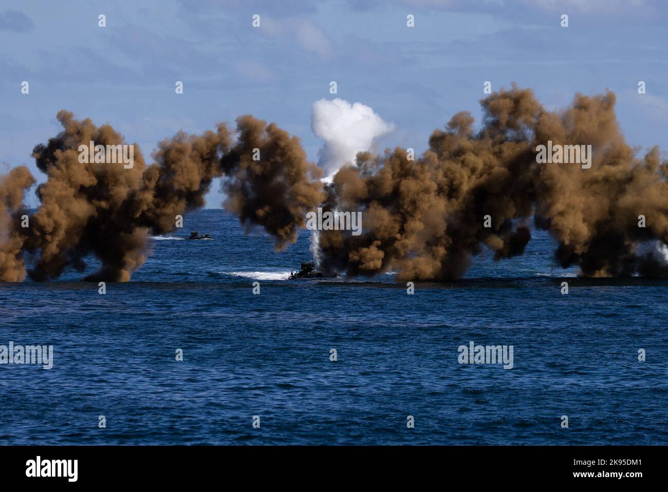 26 Oct 2022 - Pohang, South Korea: Smoke shells from South Korean ...