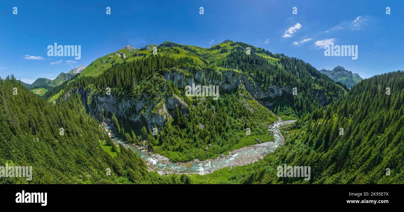 The impressive Lech Canyon between Lech and Warth from above Stock ...
